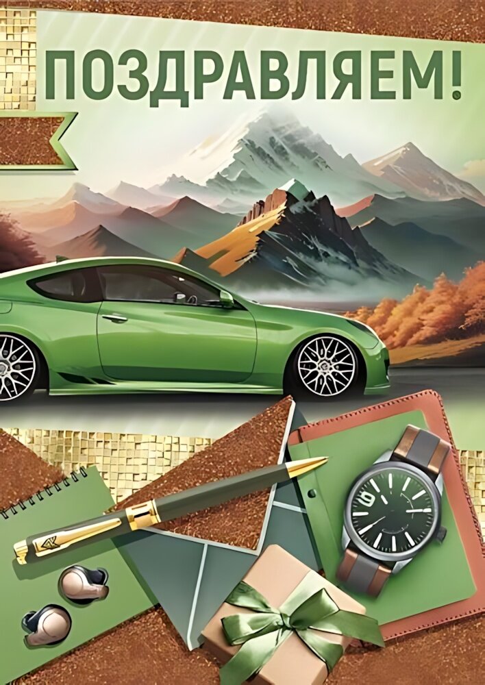 Открытка Империя поздравлений "Поздравляем!", гигант, текст, блестки, карман для денег, мужская