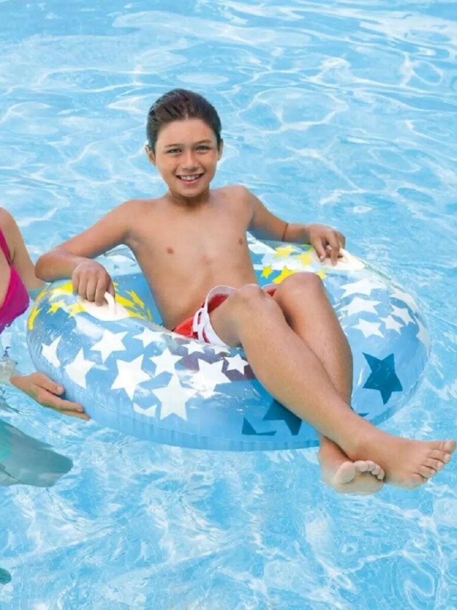 Круг для плавания детский надувной с ручками 91 см, от 9 лет