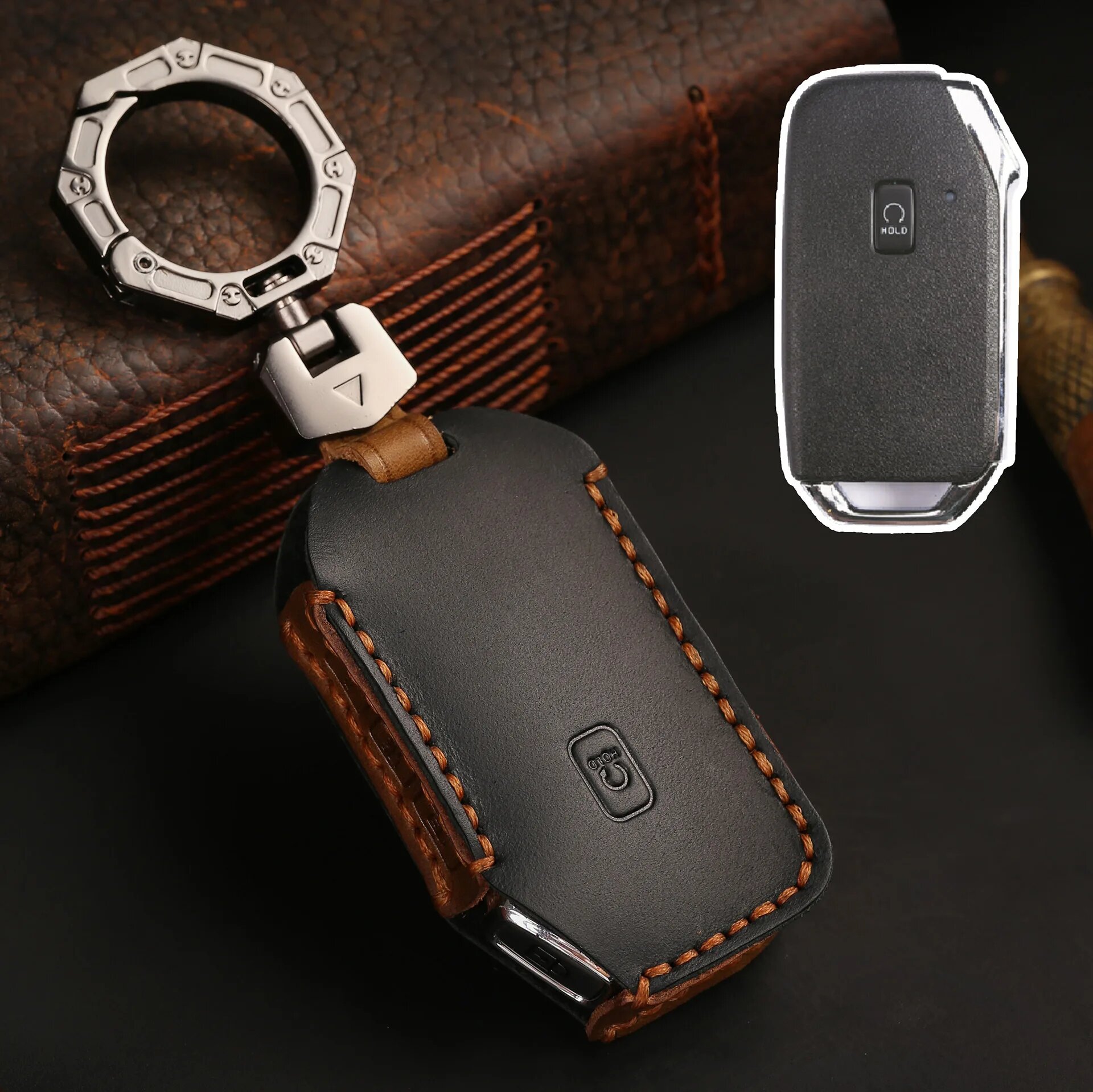 Кожаный чехол для ключей с 5-кнопками для KIA Seltos Sportage Ceed Sorento Cerato KX5 Niro Forte K3 K5 Opatima Soul Telluride черный