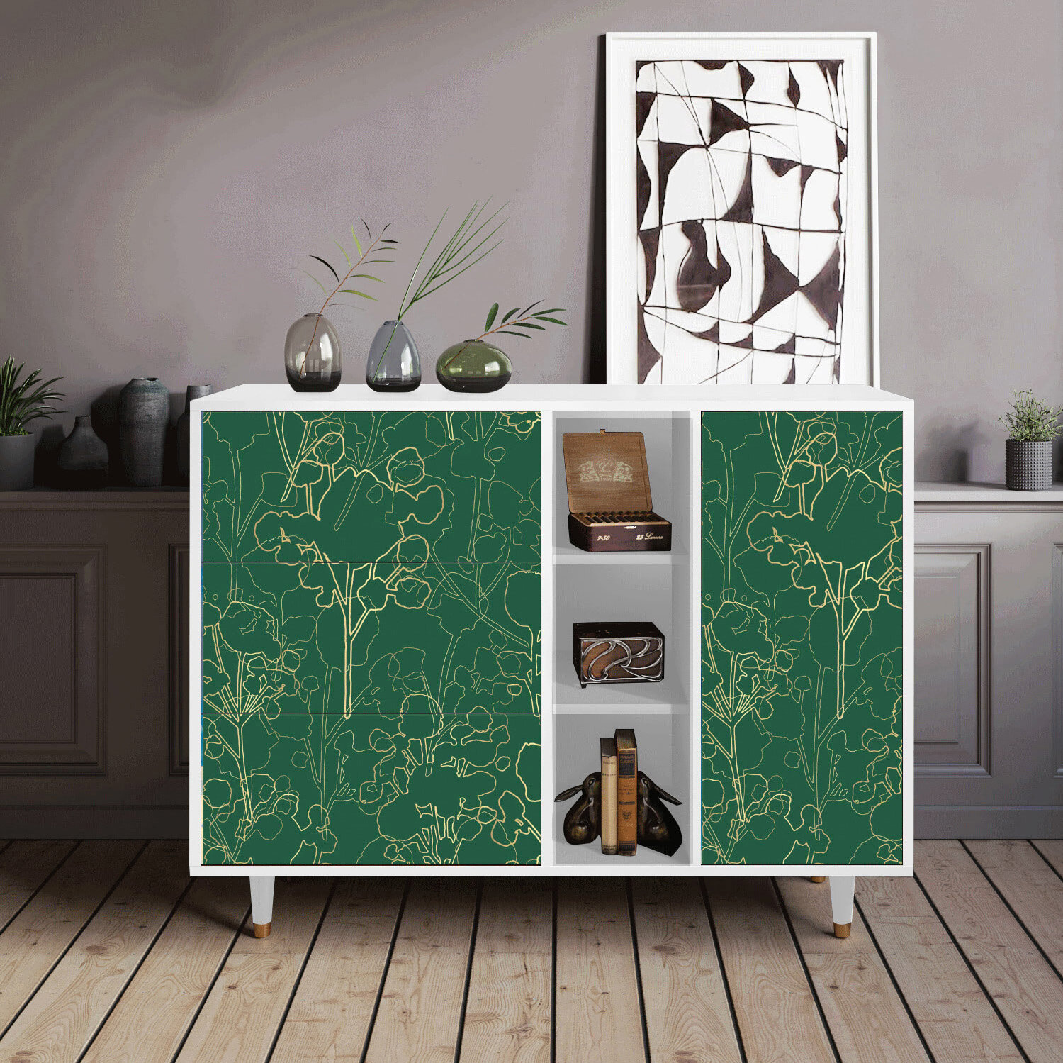 Комод - STORYZ - BS2 Emerald Forest, Разер - 125 x 97 x 48 см , Цвет корпуса - Белый