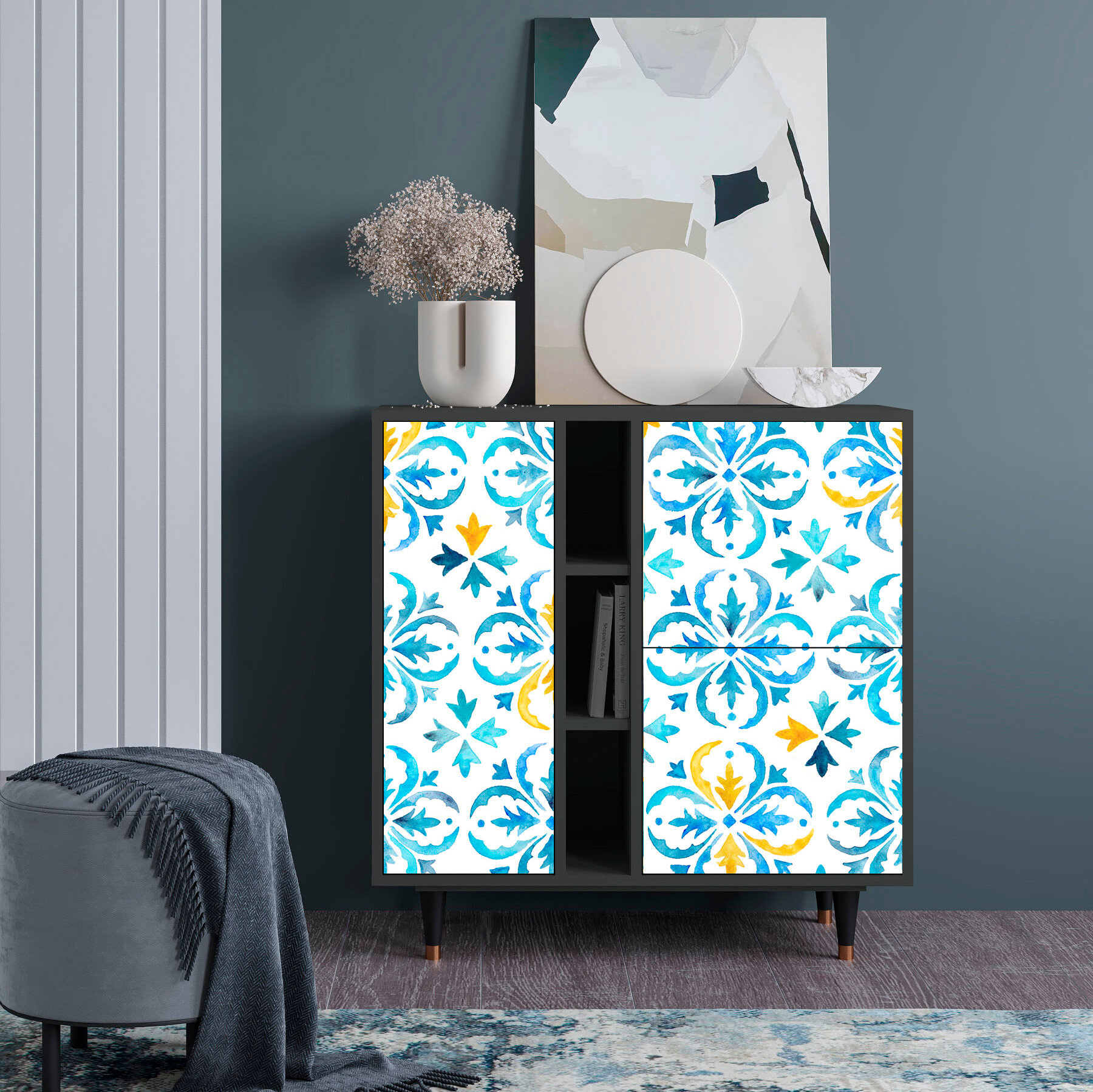 Комод - STORYZ - BS5 Lisbon Flover, Размер - 94 x 96 x 41 см, Цвет корпуса - , Антрацит