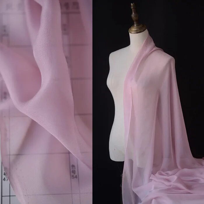 Шелковая шифоновая ткань 100% шелк Розовый, 33 Pale Purple