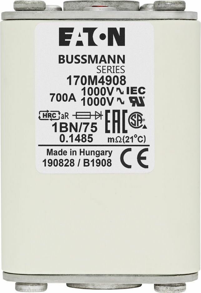 Предохранитель BUSSMANN 170M4908 Предохранитель быстродействующий с характеристикой AR 700А 1000В AC 1BN/75 1шт