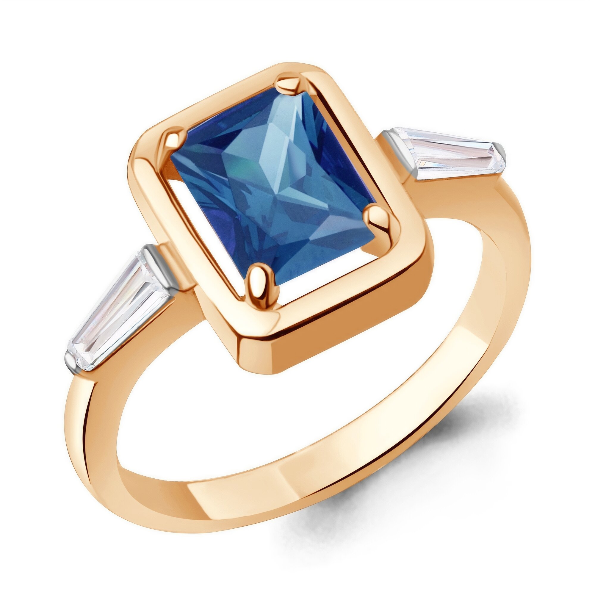 Кольцо Diamant online, серебро, 925 проба, золочение, фианит, Лондон топаз