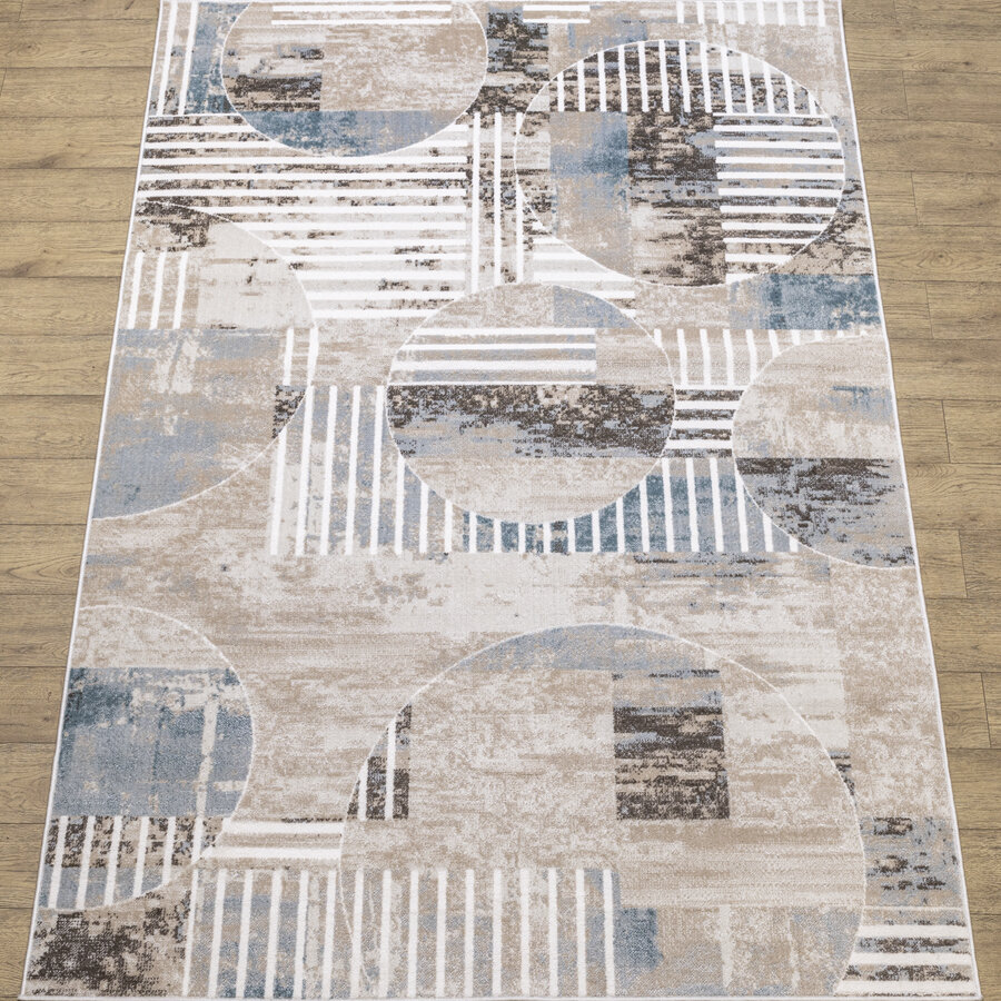 Ковер, Прямой, Бежевый, Синий, Коричневый, белый, Современный, Абстрактный, на пол, в гостиную, спальню, в ассортименте (120 см. на 170 см.)