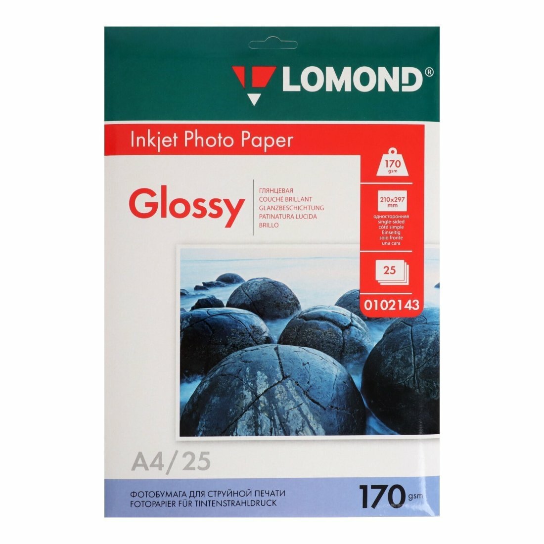 Фотобумага Lomond 0102143 A4/170г/м2/25л./белый глянцевое для струйной печати