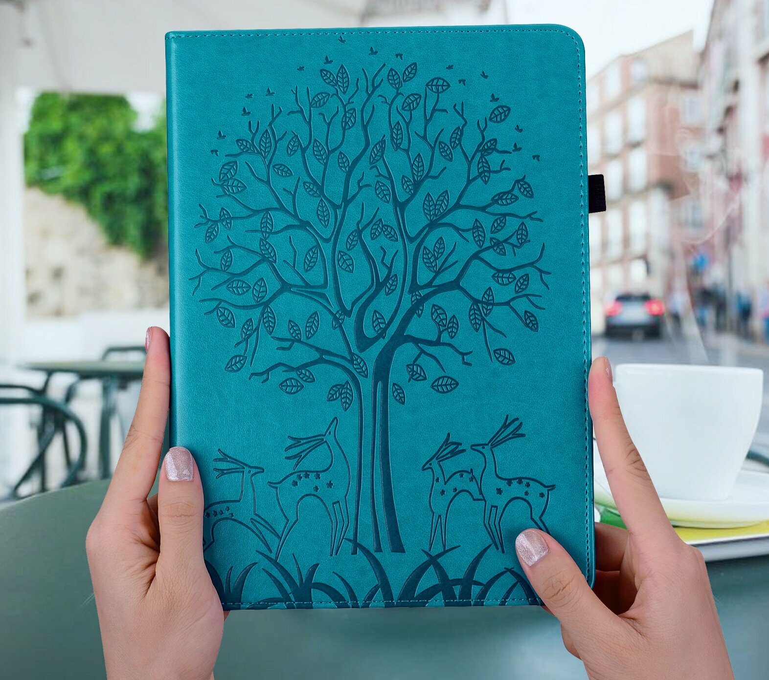 Чехол MyPads «Modelli Eclettici» с красивым узором для планшета Samsung Galaxy Tab A9 Plus 11 с визитницей из качественной импортной кожи, голубой .