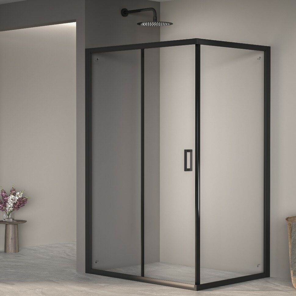 Душевой уголок RGW "Passage" PA-245B, черный, прозрачный, 100 см x 90 см