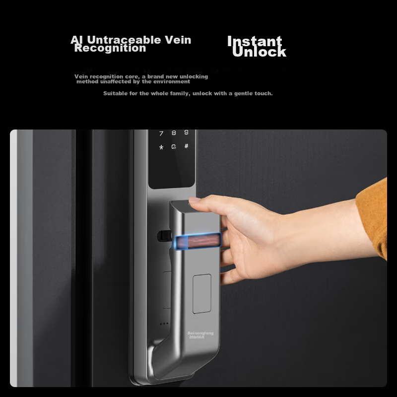 Kaadas Smart Door Lock with Fingerprint Sensor, Visible Peephole, And Password Lock - Cyber Q9 VP