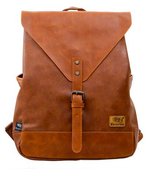 Рюкзак MyPads 3514 из качественной импортной эко-кожи светло-коричневого цвета необычный красивый модный компактный городской рюкзак для фотоаппа.