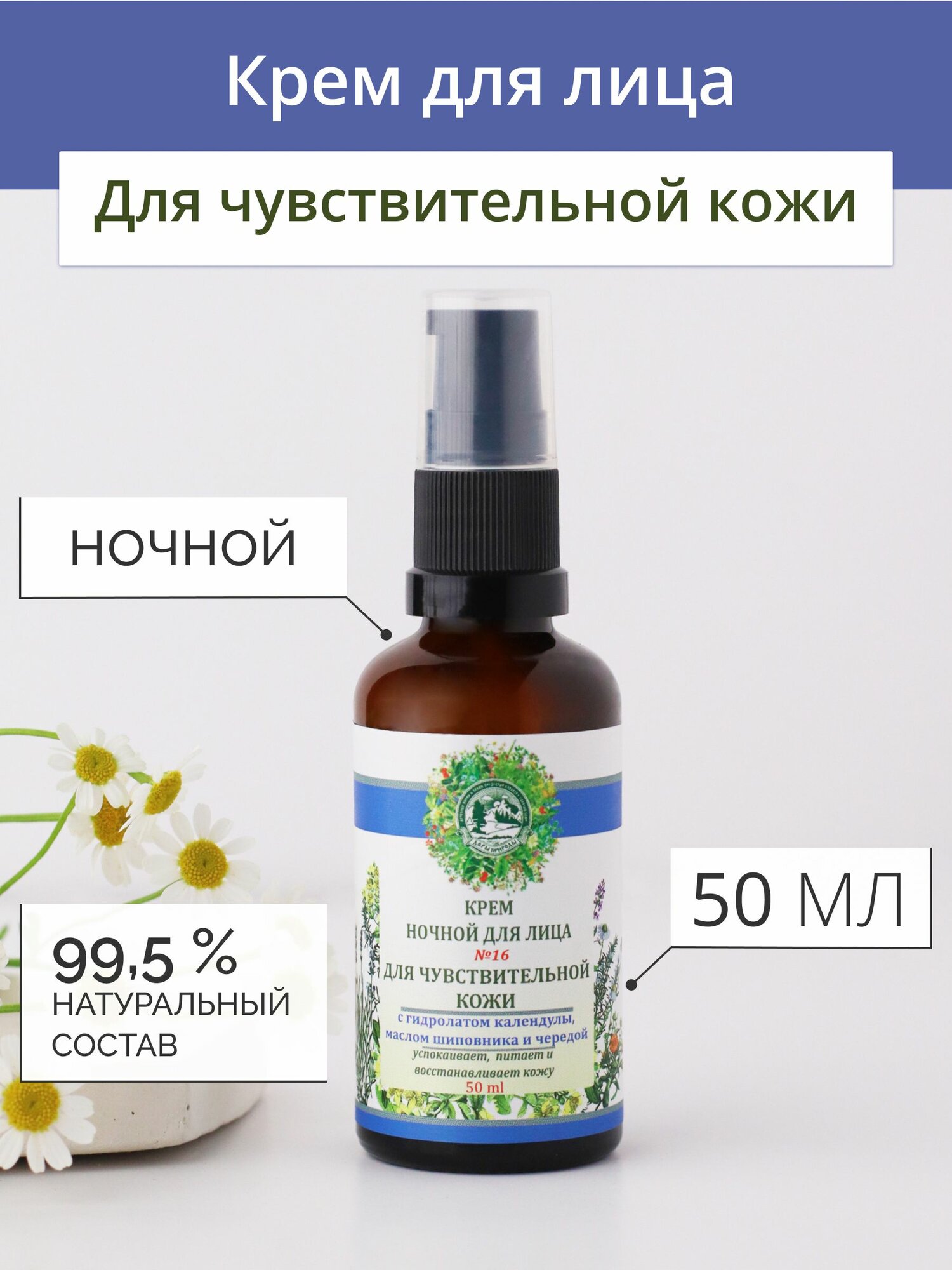 Крем № 16 (ночной), для чувствительной кожи склонной к воспалениям