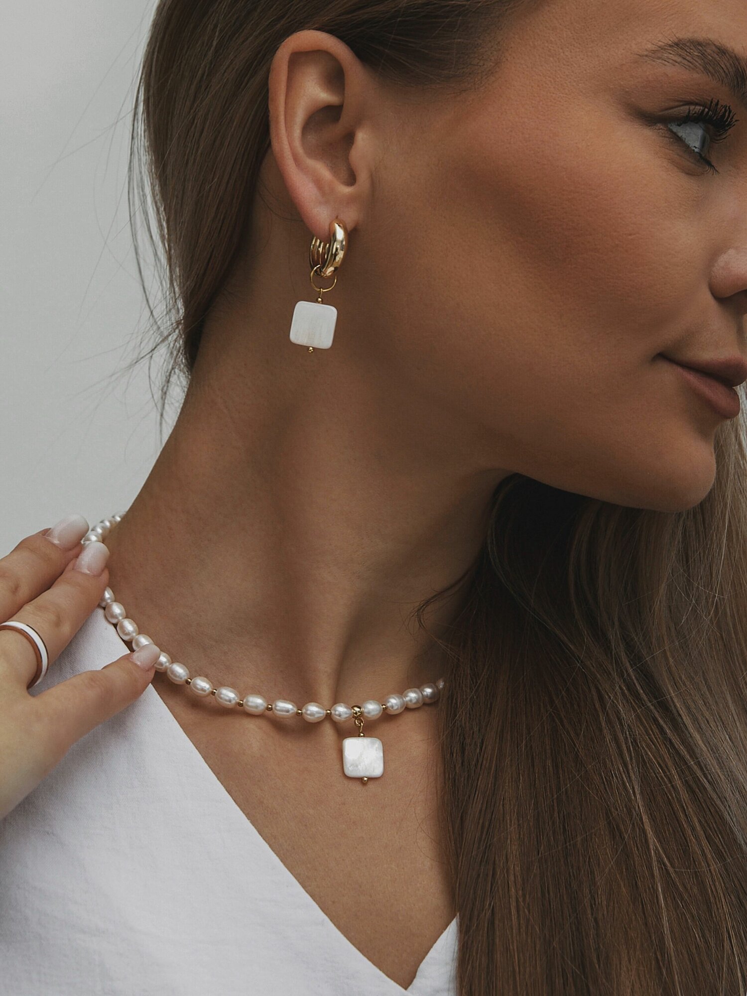 Чокер, перламутр, жемчуг культивированный