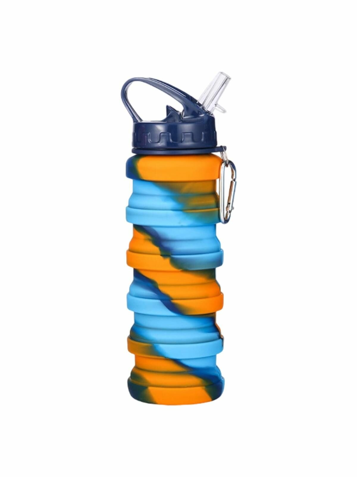 Фляга спортивная, Спортивный силиконовый складной стакан для воды разных цветов-500 мл-LJ1041Y камуфляжно-желтого цвета