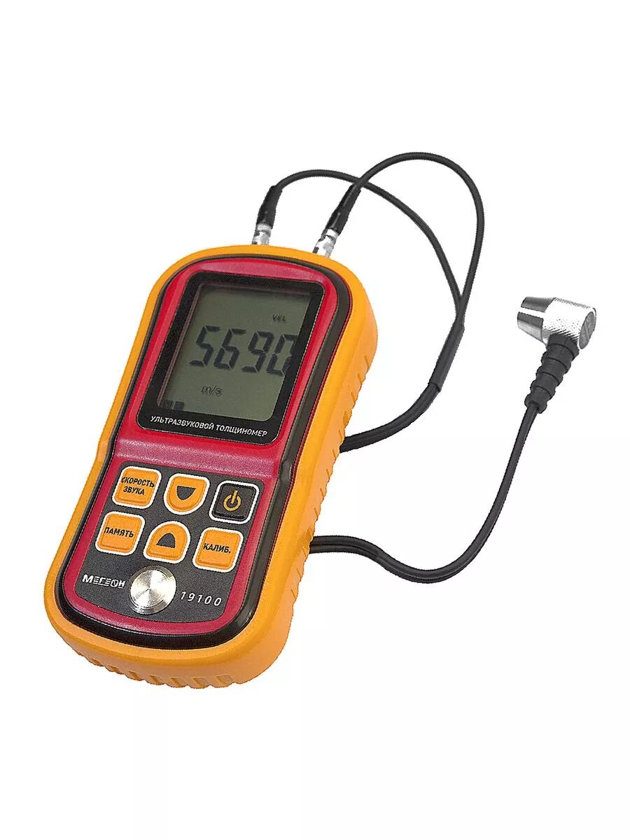 Толщиномер ультразвуковой Мегеон 19100, 10 режимов, 5 МГц, 1000–9999 м/с, 3×1,5 В AAA