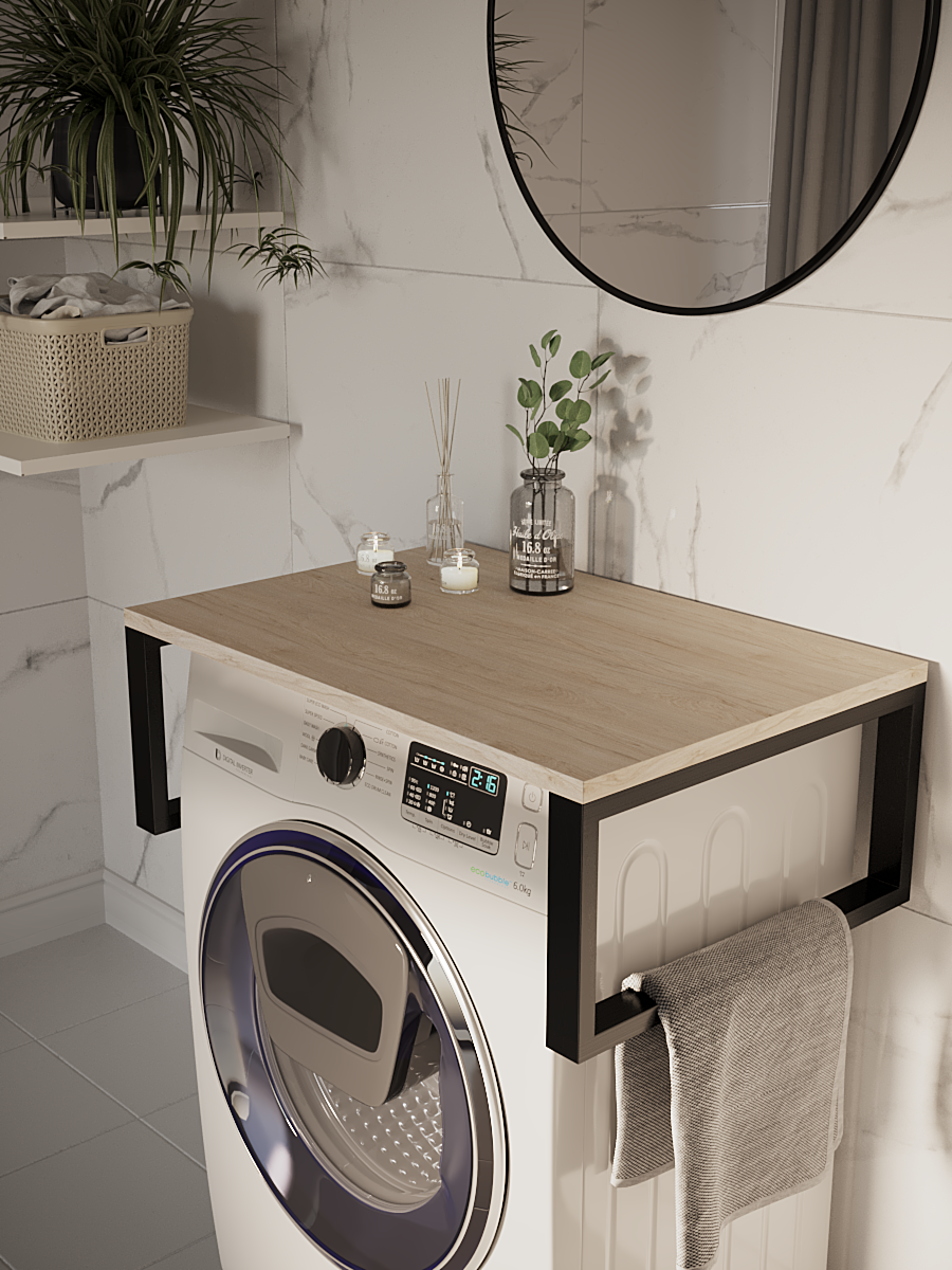 Полка для ванной IamLoft, ЛДСП, металл, ясень тёмный, универсальная, открытая, 70x48x25 см