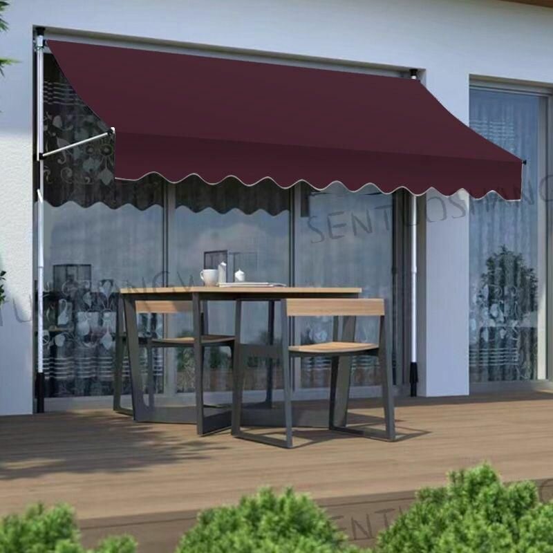 Маркиза, брезентовый тент, выдвижной каркас, коричнево-красная