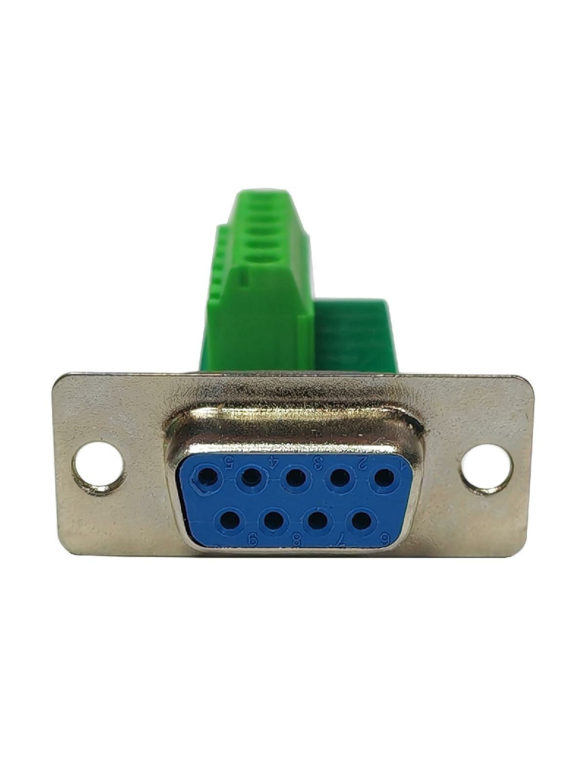 D-Sub 9pin Solderless Connectors DB9 RS232 Serial to Terminal Female Male Adapter Connector Breakout Board Black+Green