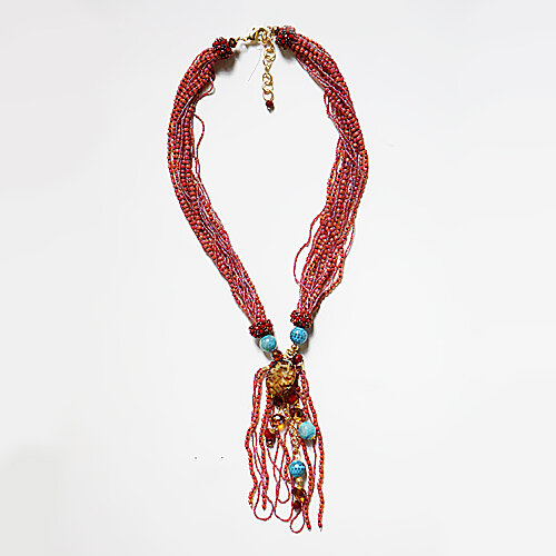 Колье, жадеит, стекло, бирюза