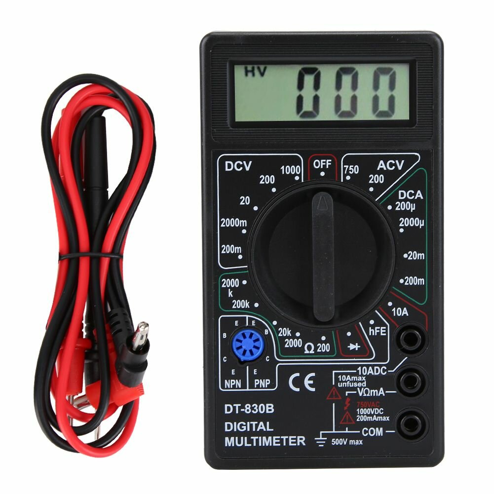 DT-830B Многофункциональный портативный цифровой ЖК-мультиметр Ампер Вольт Ом тестер Вольтметр Омметр DT-830B Черный
