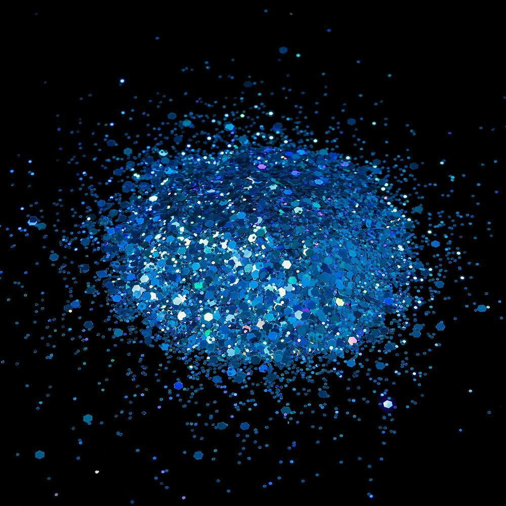 Голубые голографические блестки глиттер, 10 г универсальные декоративные блестки для маникюра, творчества, макияжа и поделок, PET