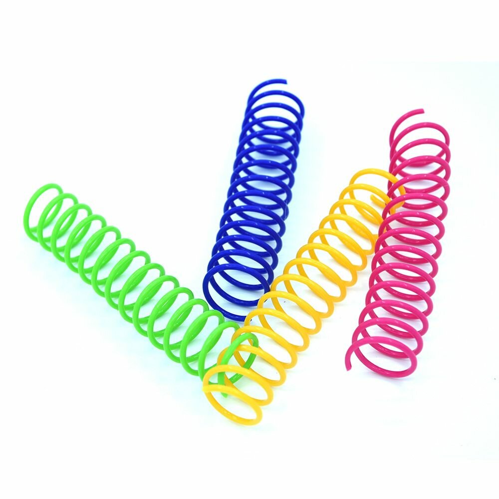 Игрушка для кошек - цветная пластиковая пружина, 4 штуки в упаковке, 17 г