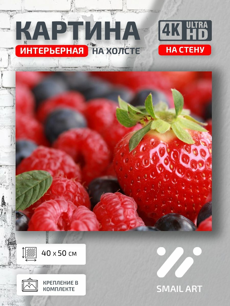 Картина на холсте интерьерная 40 на 50 на стену Смородина Food для кафе кулинария интерьер