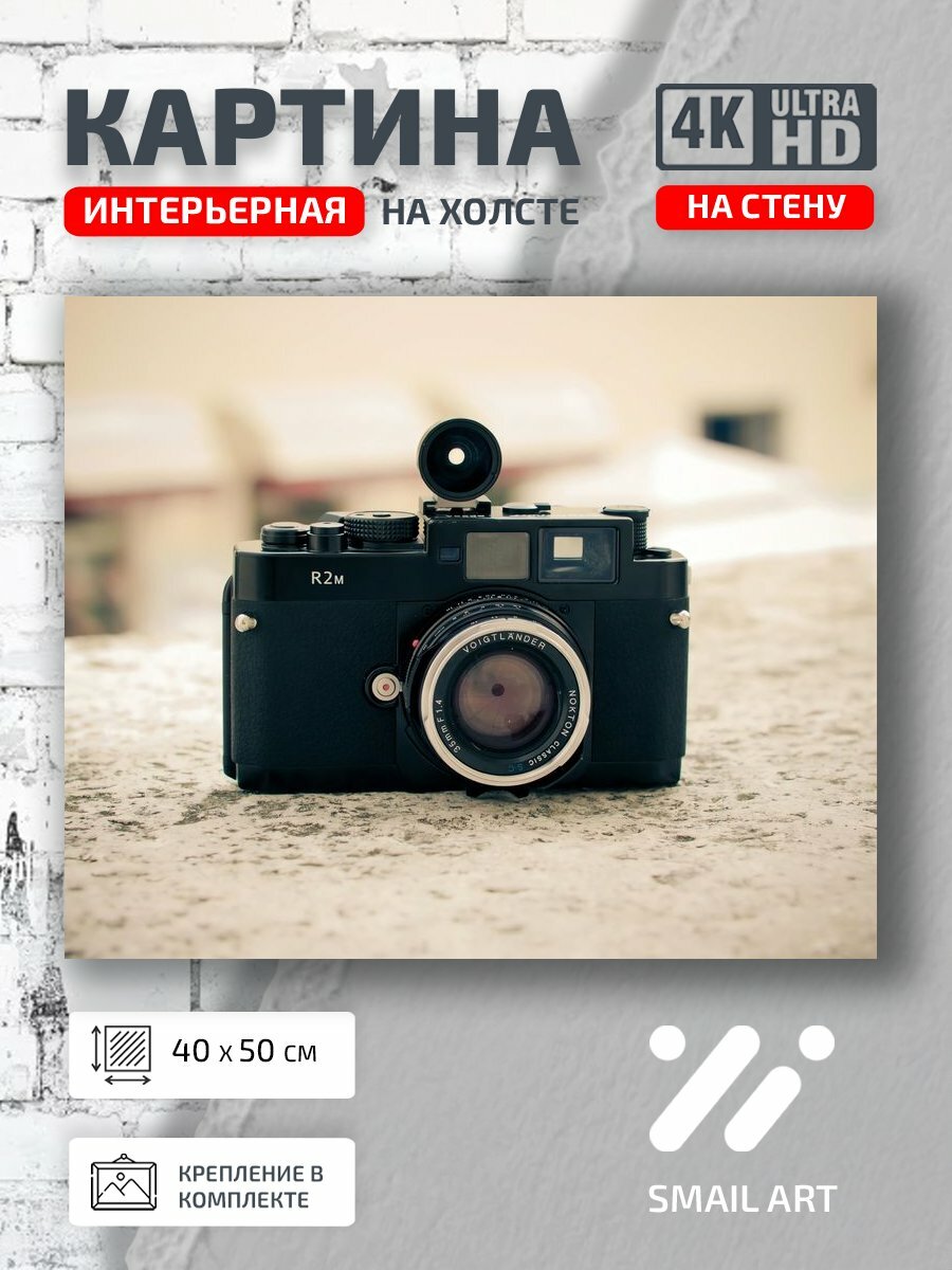 Картина на холсте интерьерная 40 на 50 на стену Фотоаппарат Mood для спальни атмосфера