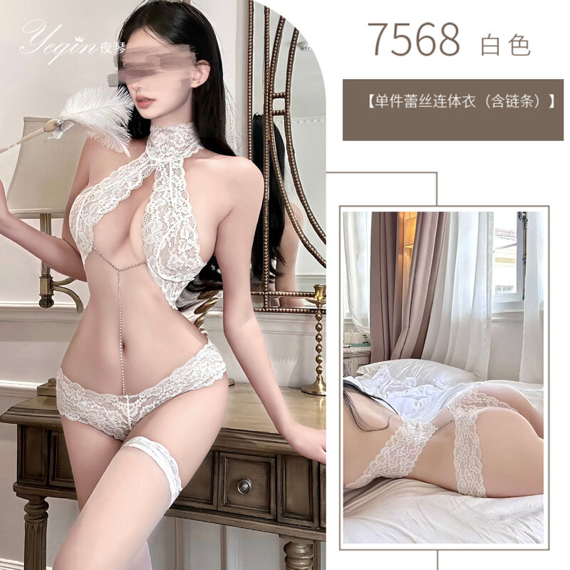 Сексуальный комплект нижнего белья для маленькой груди, кружевной боди с открытой промежностью, идеально подходит для интимных моментов в постели. (7568)