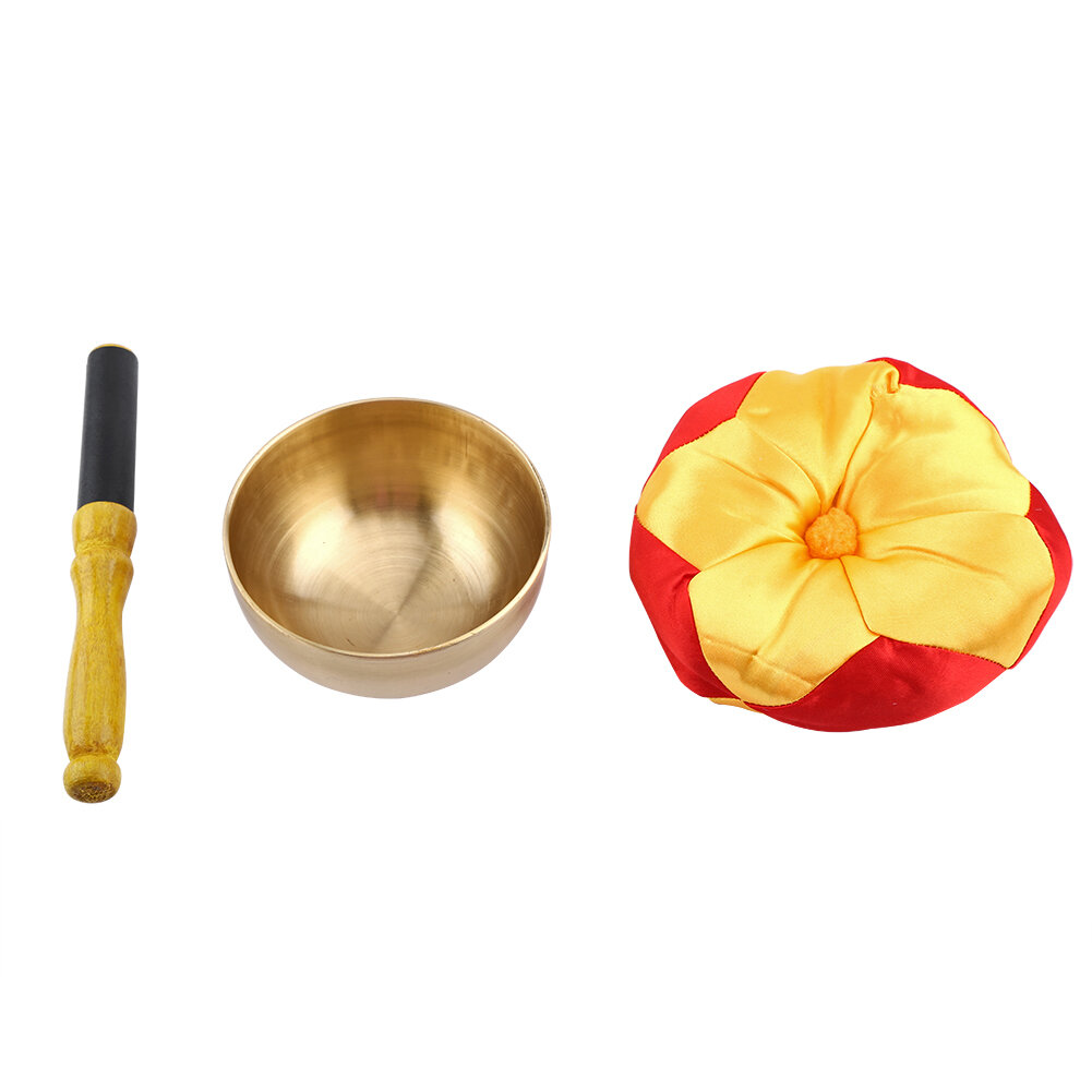 Buddhism Prayer Bowl, Singing Bowl Tibetan Bowls Sound Meditation Musical Instrument with Cushion Craft for Holistic Healing Yoga Relax