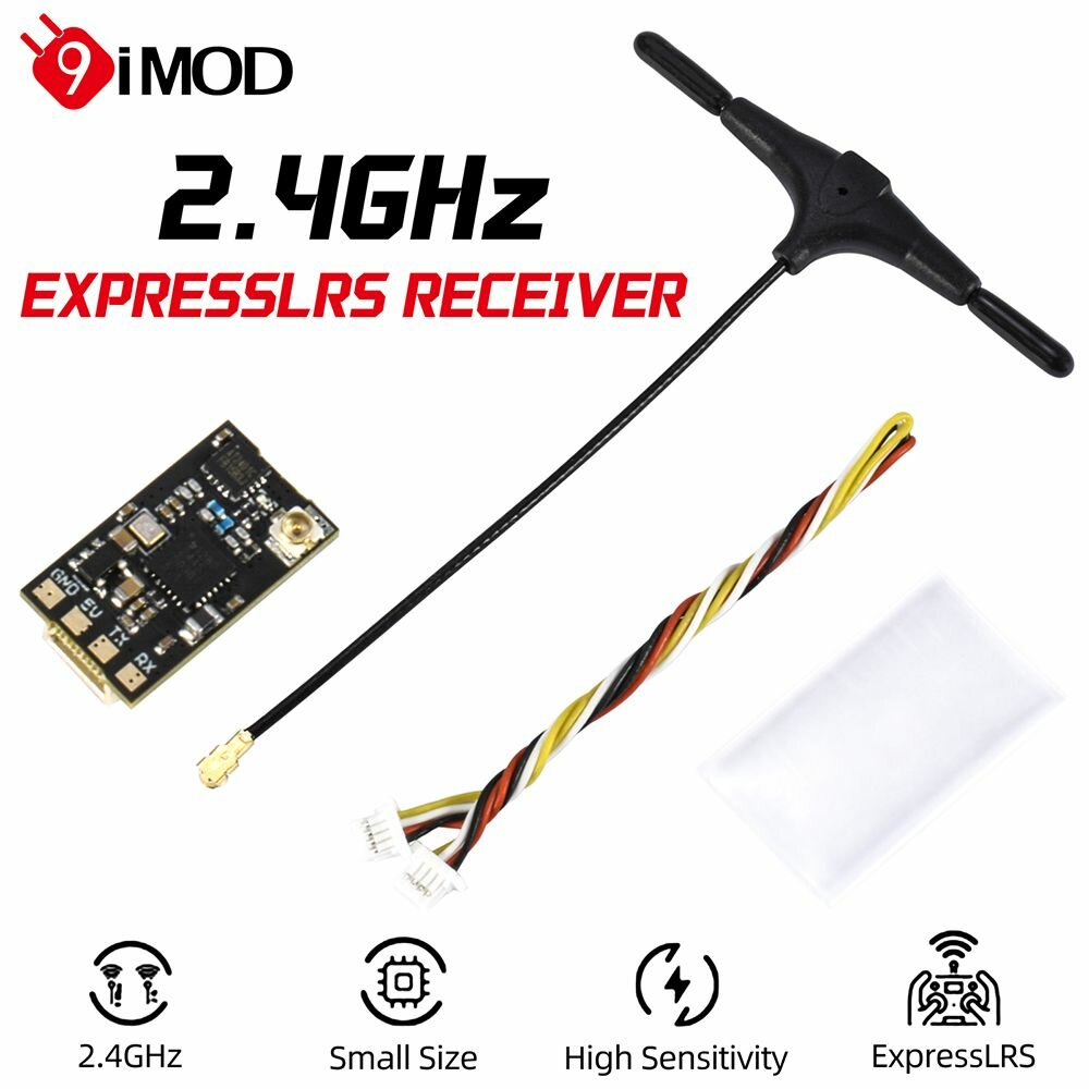 Приемник ExpressLRS 2.4ГГц 9imod Nano для систем радиоуправления - Двухсторонний телеметрический модуль дальней связи