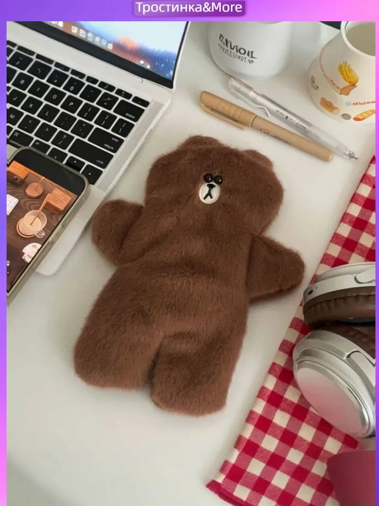 Мягкий пенал Медвежонок Броун, игрушка для карандашей подарок девочкеМягкий пенал