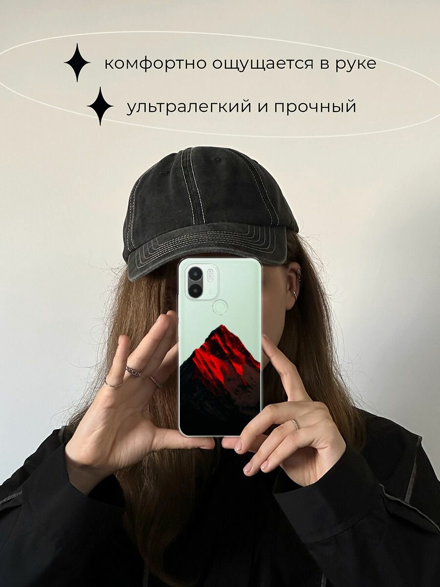 Чехол на Xiaomi Redmi A1+/Redmi A2+/Poco C51/C50 / Редми A1+ с принтом Красная гора 2, прозрачный — фото 1