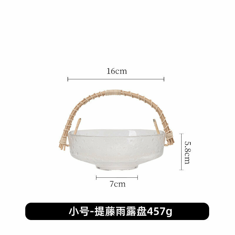 Бамбуковая ротанговая стеклянная корзина для фруктов, креативный легкий роскошный стиль, фруктовая тарелка для дома, гостиной, закусок, десертная тарелка, японский стиль, ведро для льда