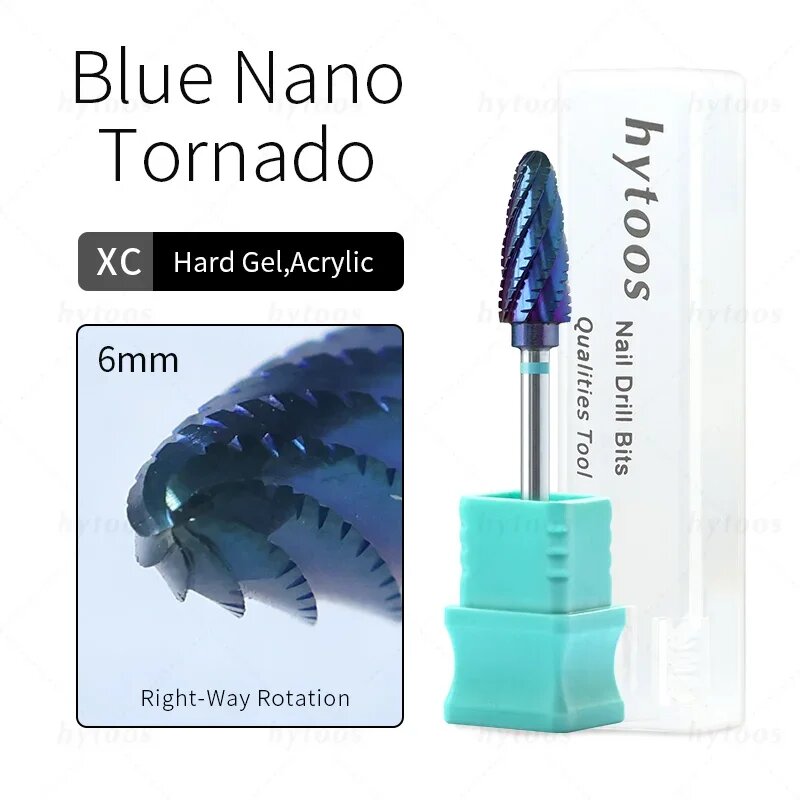 HYTOOS Tornado Фрезы для маникюра из карбида вольфрама Blue Nano