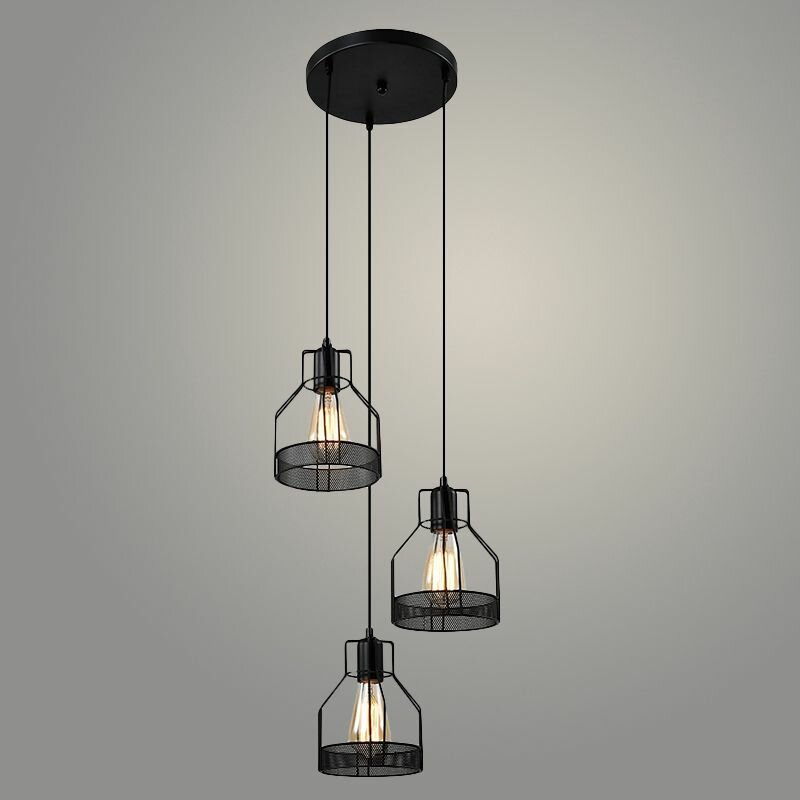 Светильник подвесной росток 21767/3HQ 3х40W E27 h1000 черный