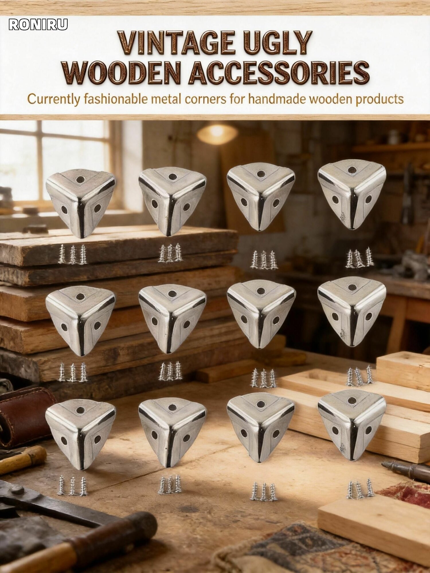 Уголки для чемоданов винтажного стиля, металлические трехсторонние для косметичек и деревянных коробок из железа с винтами для защиты и декора