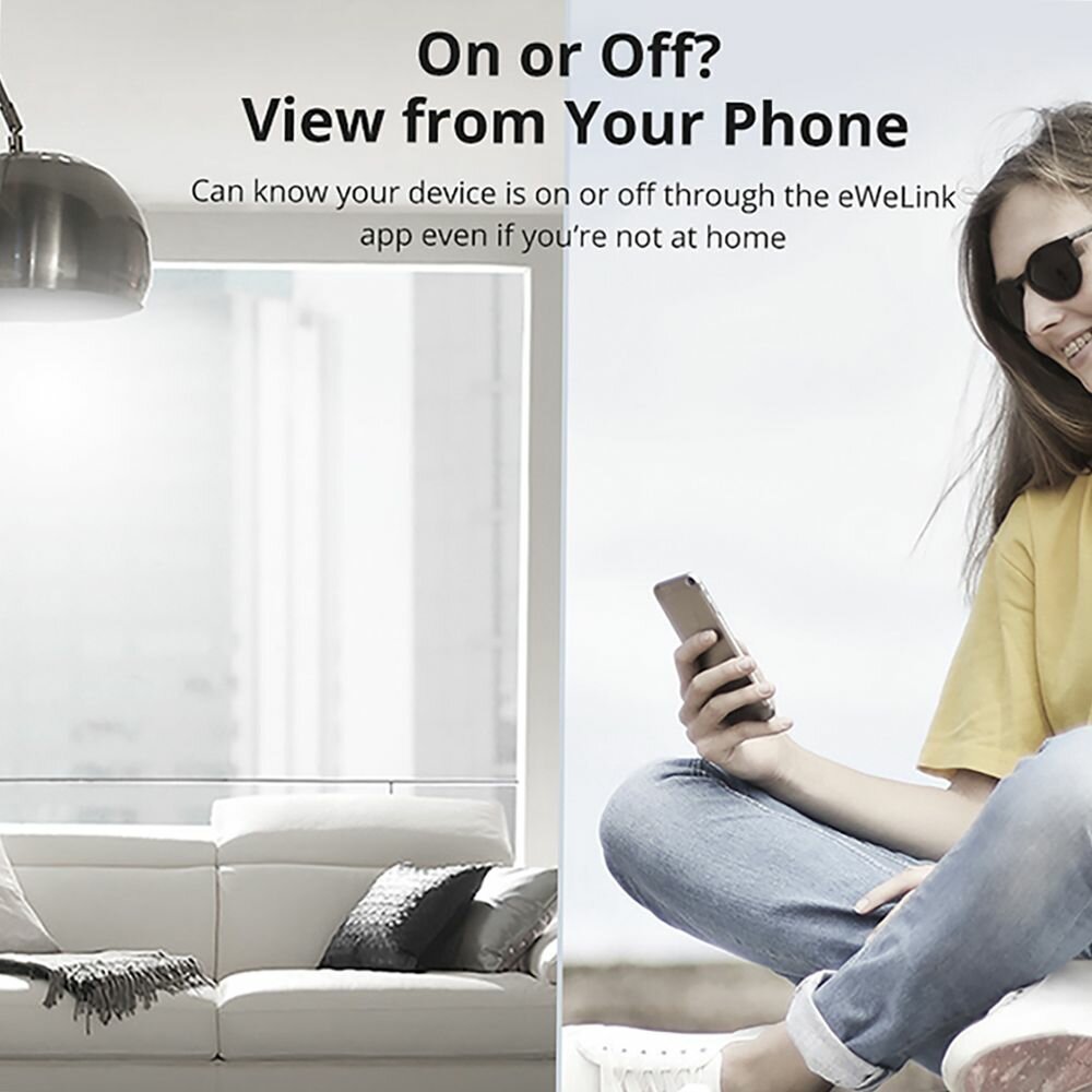 SONOFF MINIR2 Wi-Fi, 2-сторонний, таймер, 10А, Alexa/Google, белый