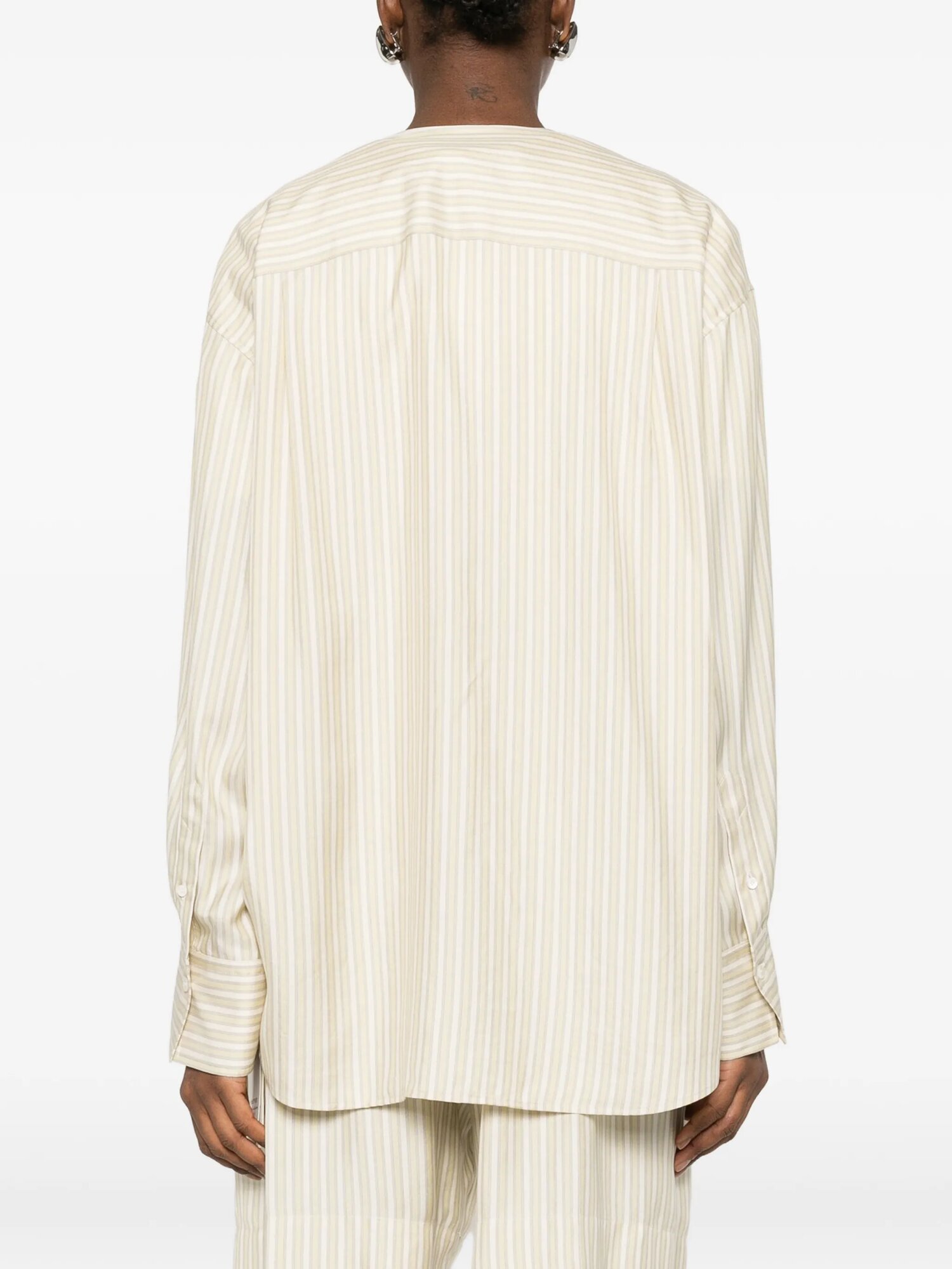 Рубашка Carven Striped-pattern collarless shirt, размер 36, разноцветный — фото 1