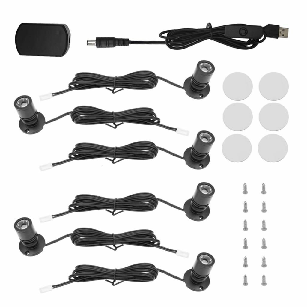 6 штук практичных LED светильников для макияжа, ночной свет для спальни, легкое крепление, Холодный Белый