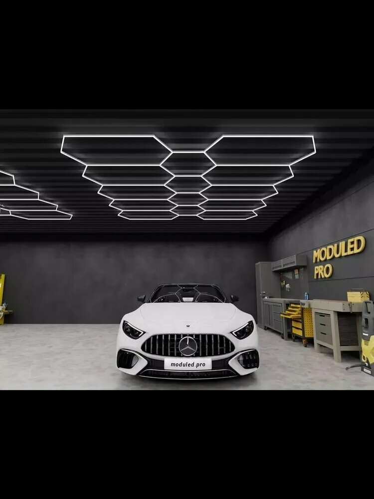 Светодиодное освещение для гаража/автосервиса LED Workshop, панель соты 6500К/531W размер 4049x4542mm