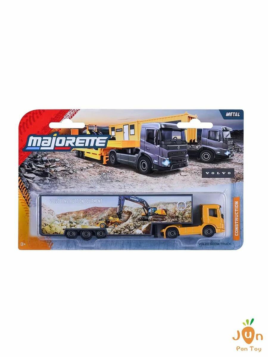 Игрушечный машина Majorette Volvo Transporter Show Truck / Детская модель грузовика Volvo с тонкой детализацией рисунка, длиной 7,5 см, идеально подходит в качестве коллекционного подарка.
