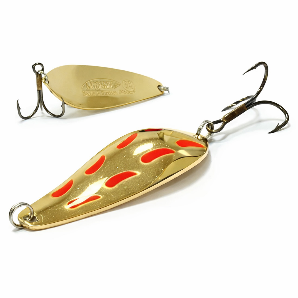 Блесна колеблющаяся Mister Cro атом, 67/12 G с точками, 1 штука