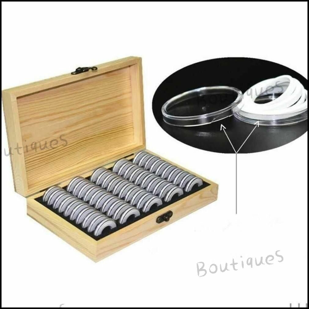 Деревянный ящик для хранения монет Дисплей Памятный коллекционный футляр - 50-DKD-CJ0822