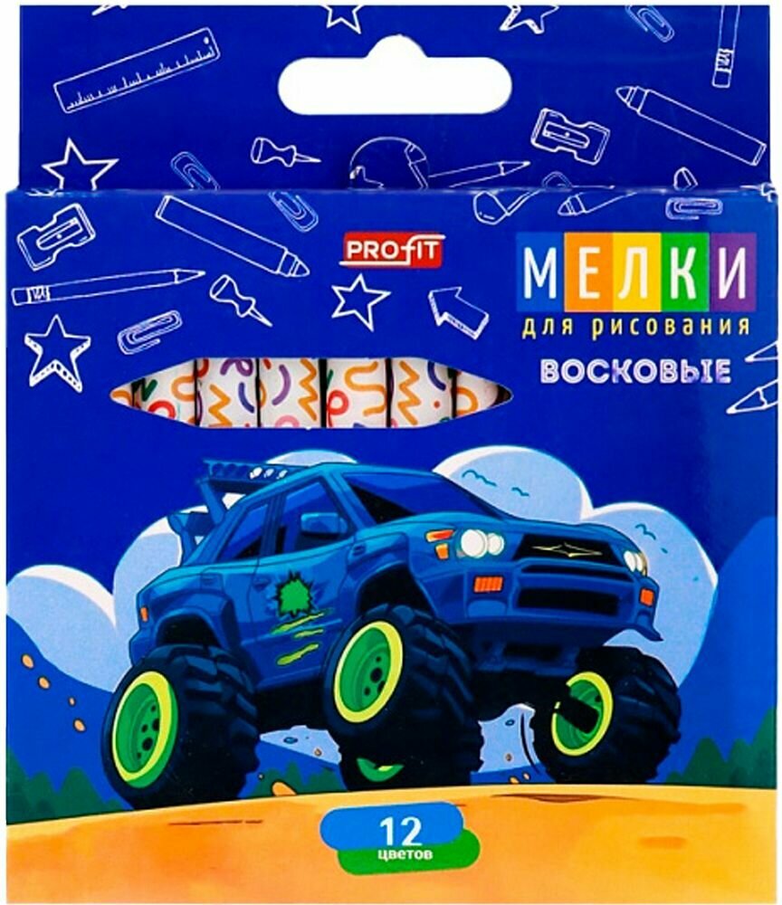 Восковые карандаши "Джип", набор цветных мелков для рисования и детского творчества, канцелярия для школы и детского сада, в комплекте 12 шт.