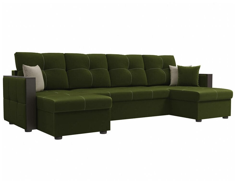 Artum П-образный диван Валенсия Микровельвет Зеленый