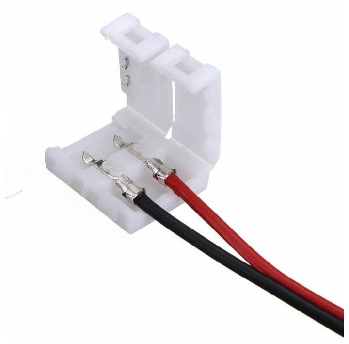 Соединитель для одноцветной ленты шириной 8 мм с проводом 10-15 см односторонний. Комплект 10 штук