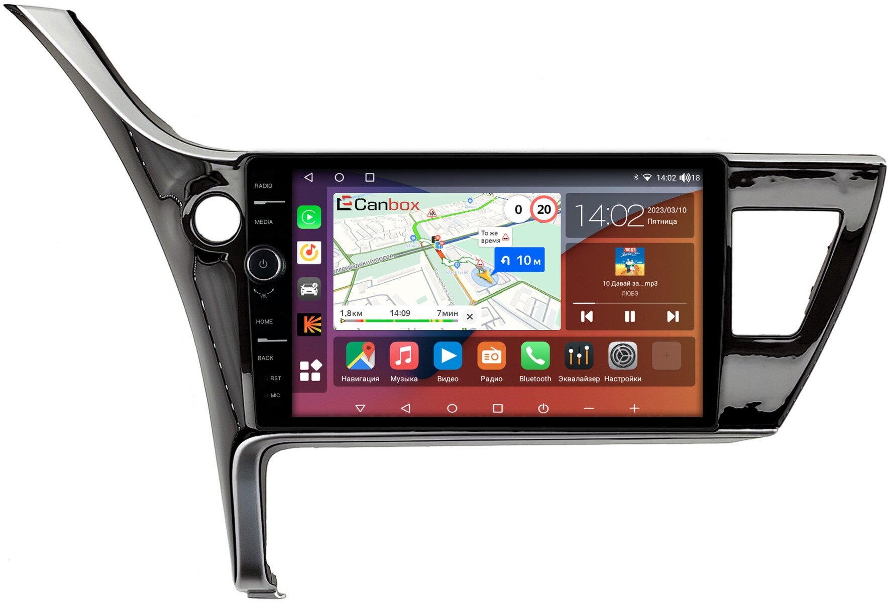Штатная магнитола Canbox H-Line 7852-10-1266 Toyota Corolla (E160/E170/E180) 2015-2024 (гибрид, левый руль или китайский рынок) (тип 2, авто с камерой