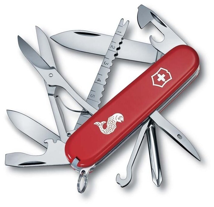 Нож перочинный VICTORINOX Fisherman, 91 мм, 18 функций, красный, 1.4733.72