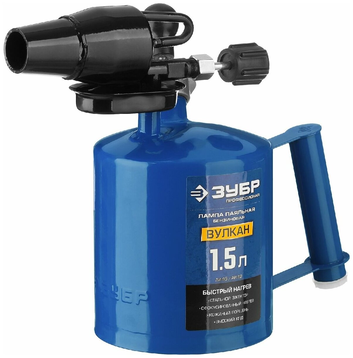 Паяльная лампа ЗУБР Профессионал вулкан ВК-15 15 л стальной эжектор объем бачка 1 5 л с ремкомплектом