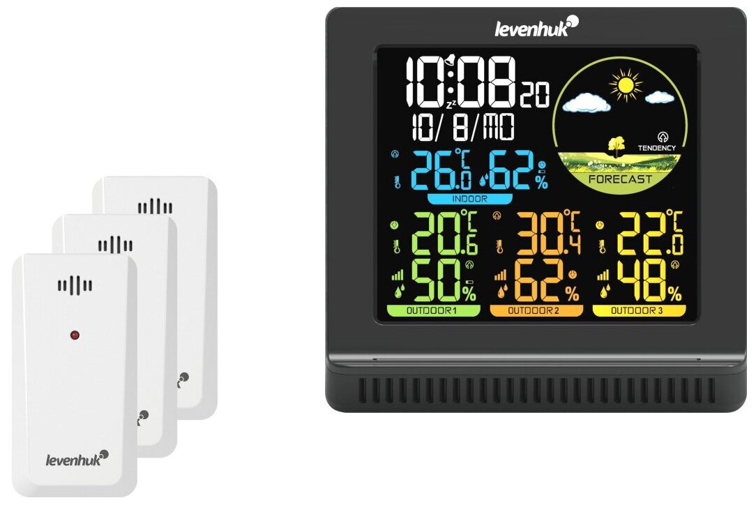 Метеостанция Levenhuk Wezzer PLUS LP40, тип экрана - цветной, с подсветкой, корпус - пластик